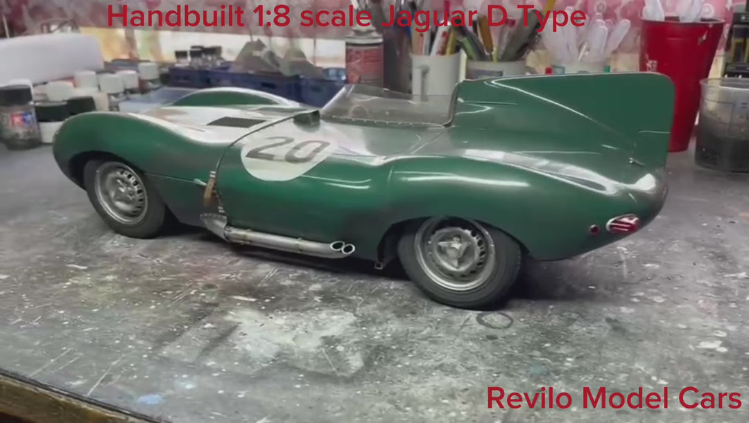 Unique Handbuilt 1:8 scale 1955 Jaguar D Type #20 – Revilo Model Cars